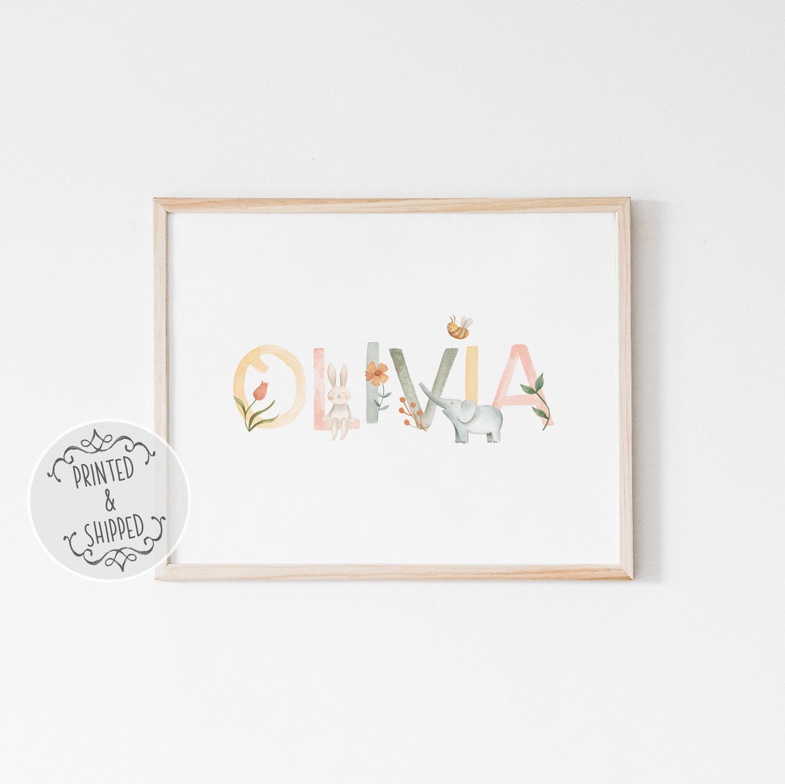 Custom Nursery Name Print Baby Name Print Cute Animals - Etsy