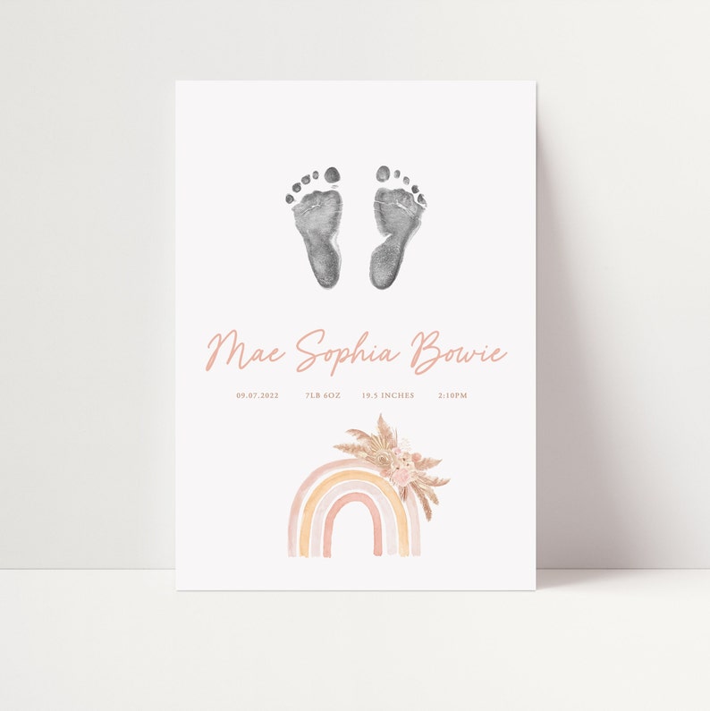 Personalised Baby Footprint Art | Keepsake Birth Print | New Baby Gift ...