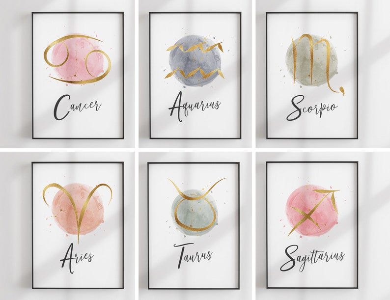 Star Sign Print Zodiac Print Home Decor Birthday Prints | Etsy