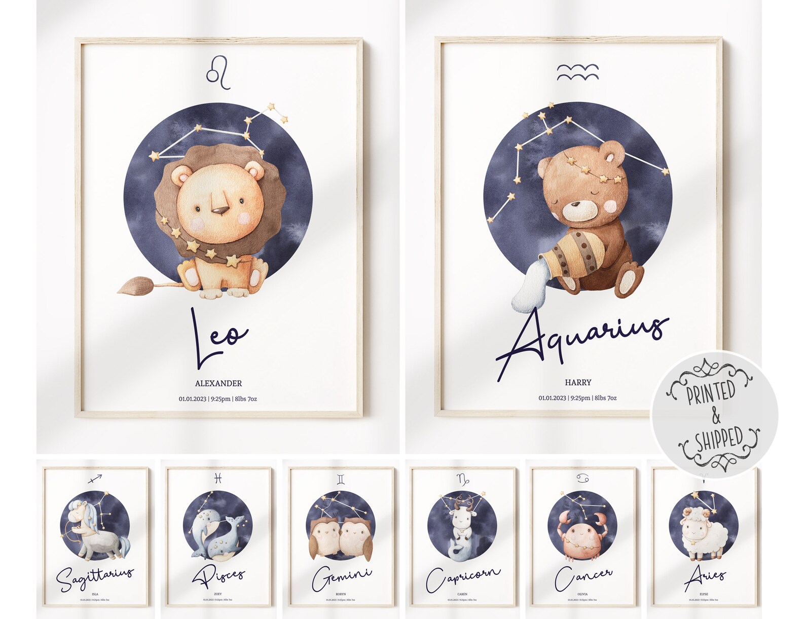Baby Star Sign Print | Children's Zodiac Print | Birthday Prints ...