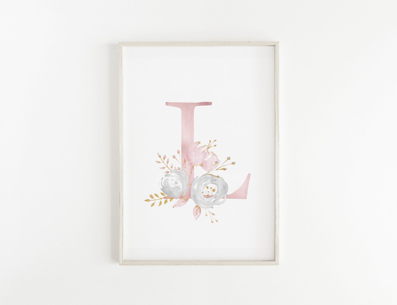 Floral Initial Prints Baby Name Print Floral Nursery Decor Nursery Wall ...