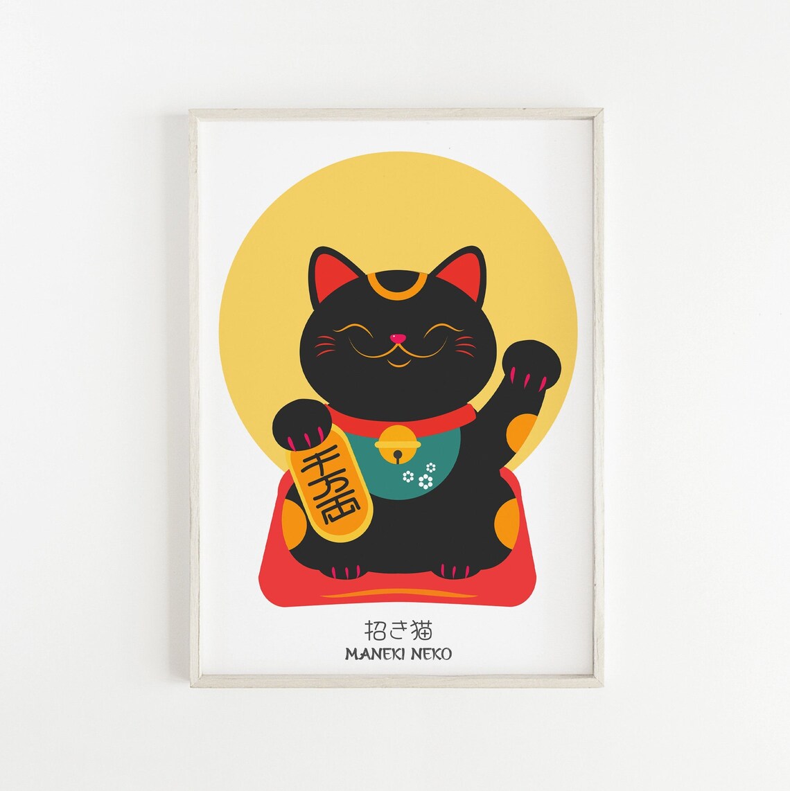 Maneki Neko Print Lucky Cat Wall Art Wall Decor Japanese - Etsy