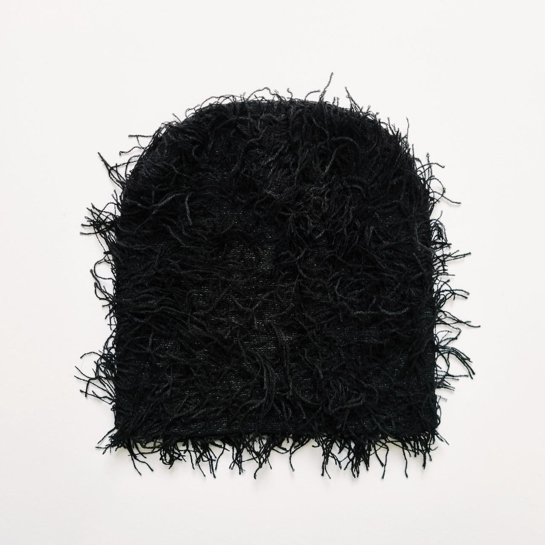 Vintage Brand New Y2K Black Loose Cotton Distressed Shabby Beanie Hat ...