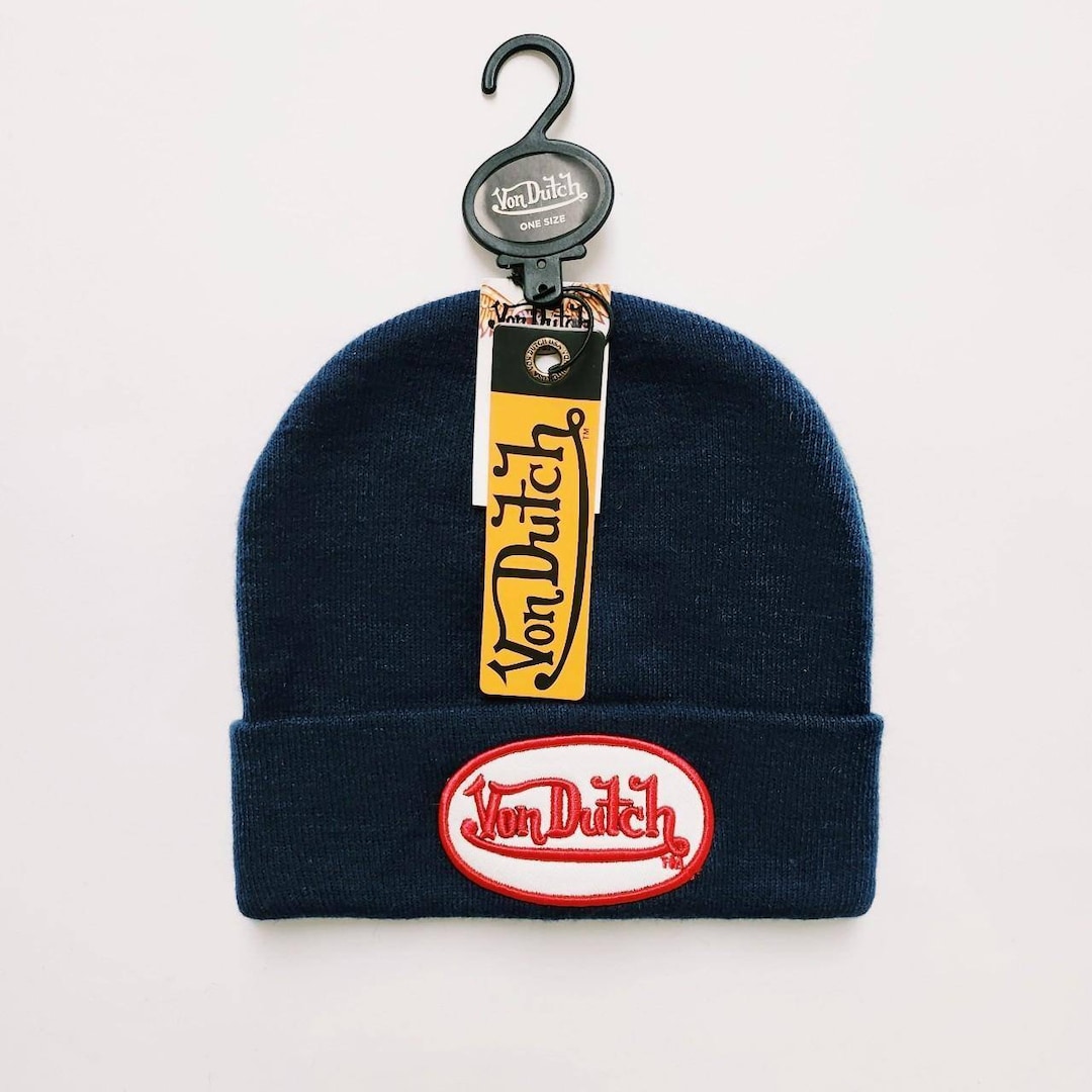 Vintage Y2K Unisex Adults Navy Deadstock Von Dutch Beanie Hat / Von ...