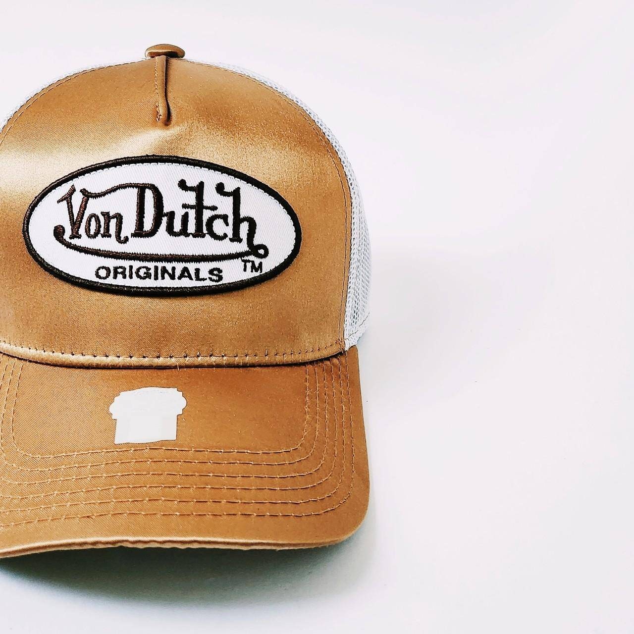Vintage White and Gold Silk Satin Von Dutch Cap / Von Dutch Cap / Von ...