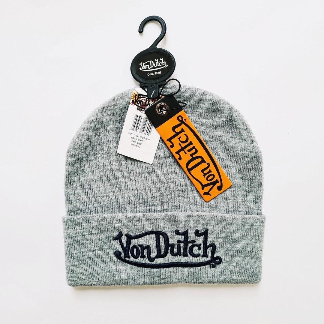 Vintage Y2K Unisex Adults Grey Deadstock Von Dutch Beanie Hat / Von ...