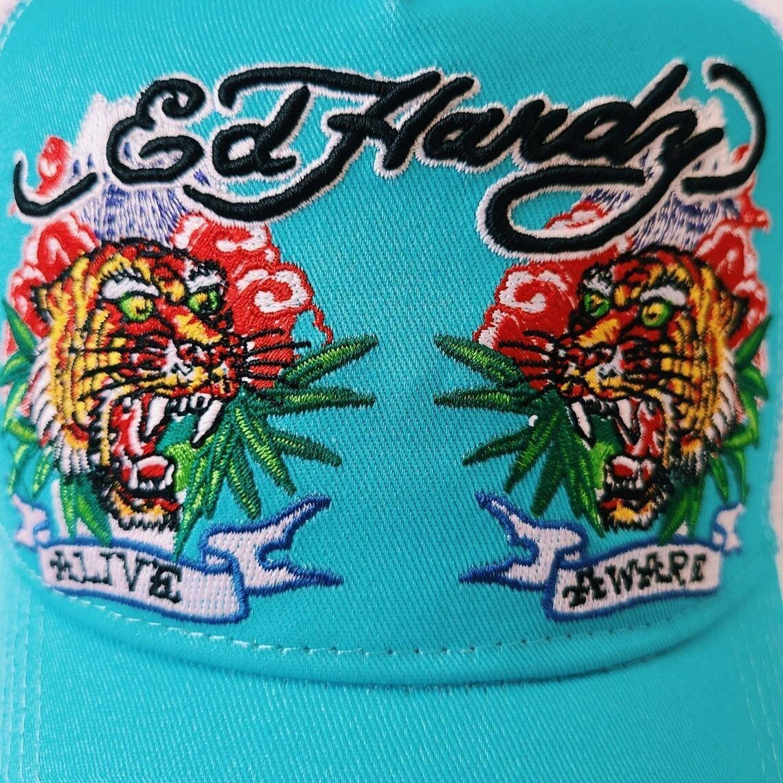 Vintage Light Blue Ed Hardy Cap / Ed Hardy Cap / Ed Hardy Trucker Cap ...