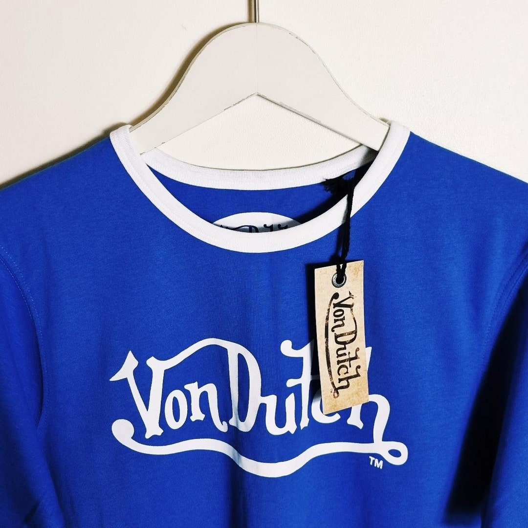 Vintage Brand Adult New Mens Blue and White Von Dutch T Shirt / Von ...