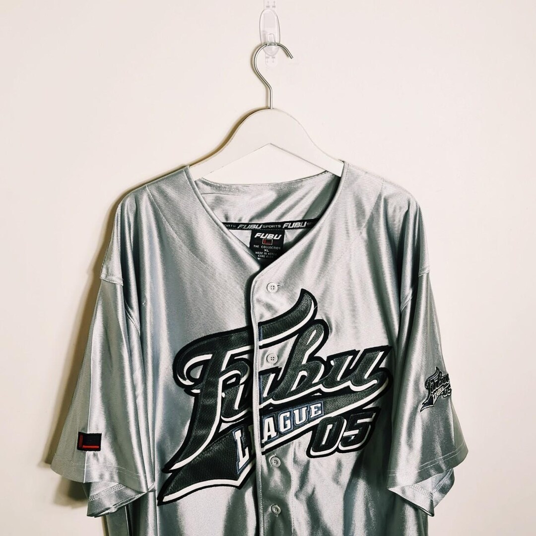 Vintage Y2K 90s 2000s Rare Button up Metallic Green Fubu Jersey. Fubu 05 Jersey Top. Fubu ...