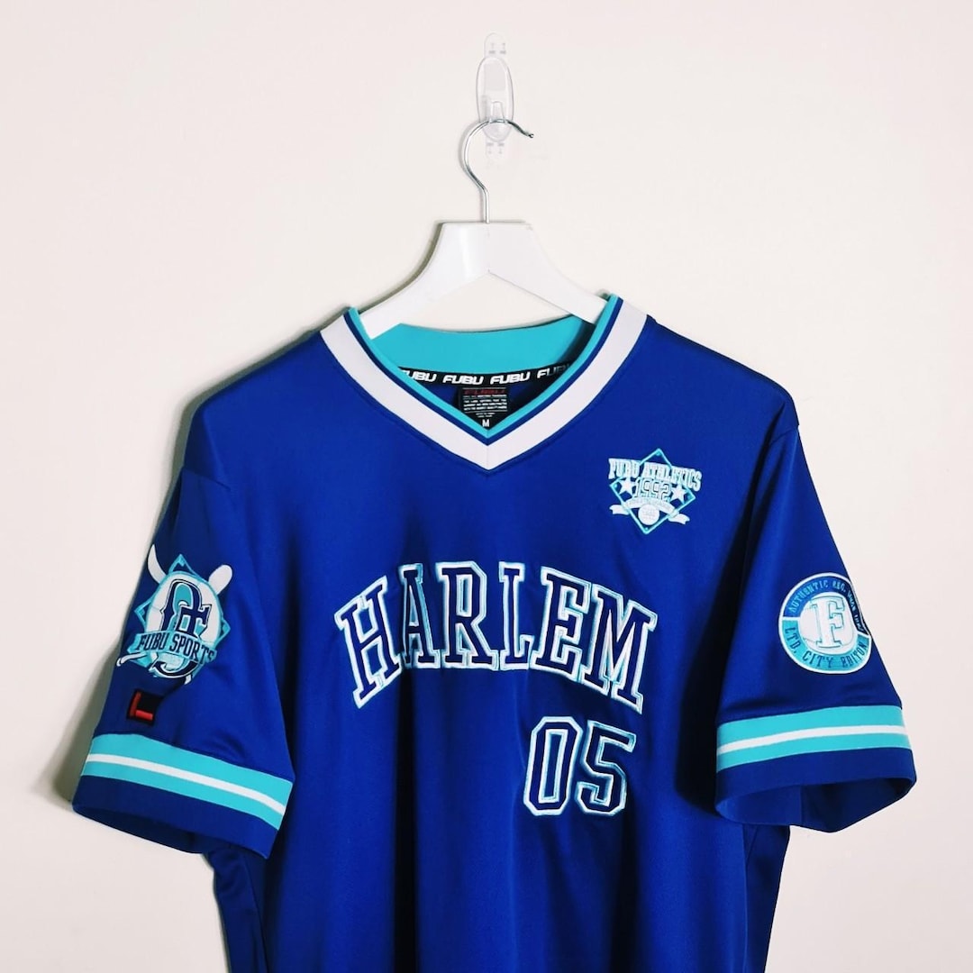 Vintage Y2K 90s 2000s Rare Navy Blue Harlem Fubu Jersey. Fubu 05 Harlem ...