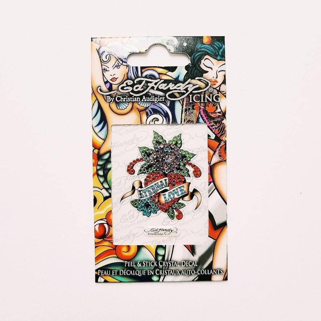 Deadstock Brand New Y2K Ed Hardy Eternal Love Heart Diamanté Sticker ...