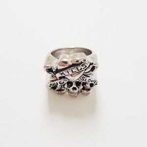 Vintage Brand New Unisex Y2k Stainless Steel Ed Hardy Ring / Unisex ...