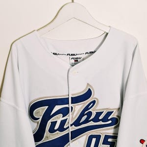 Vintage Y2K 90s 2000s Rare Button up White Fubu Jersey. Fubu 05 Jersey ...