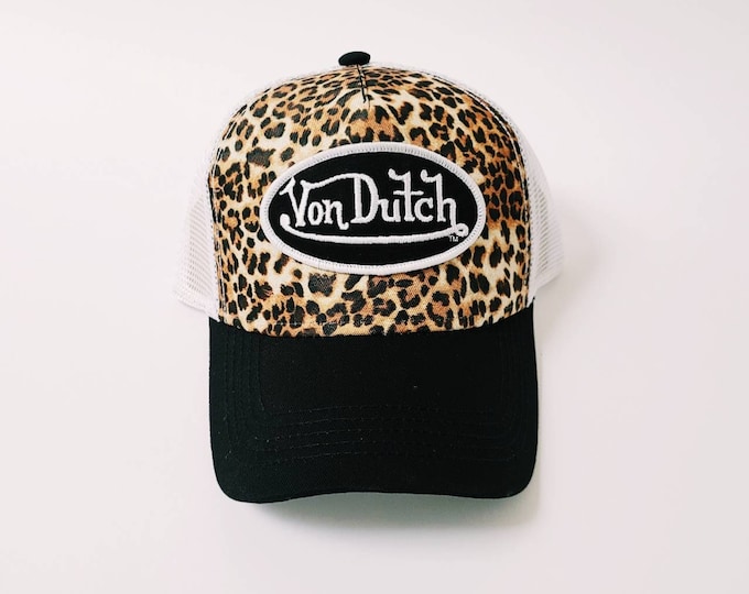 Vintage Black, White and Leopard Von Dutch Cap / Von Dutch Cap / Von ...