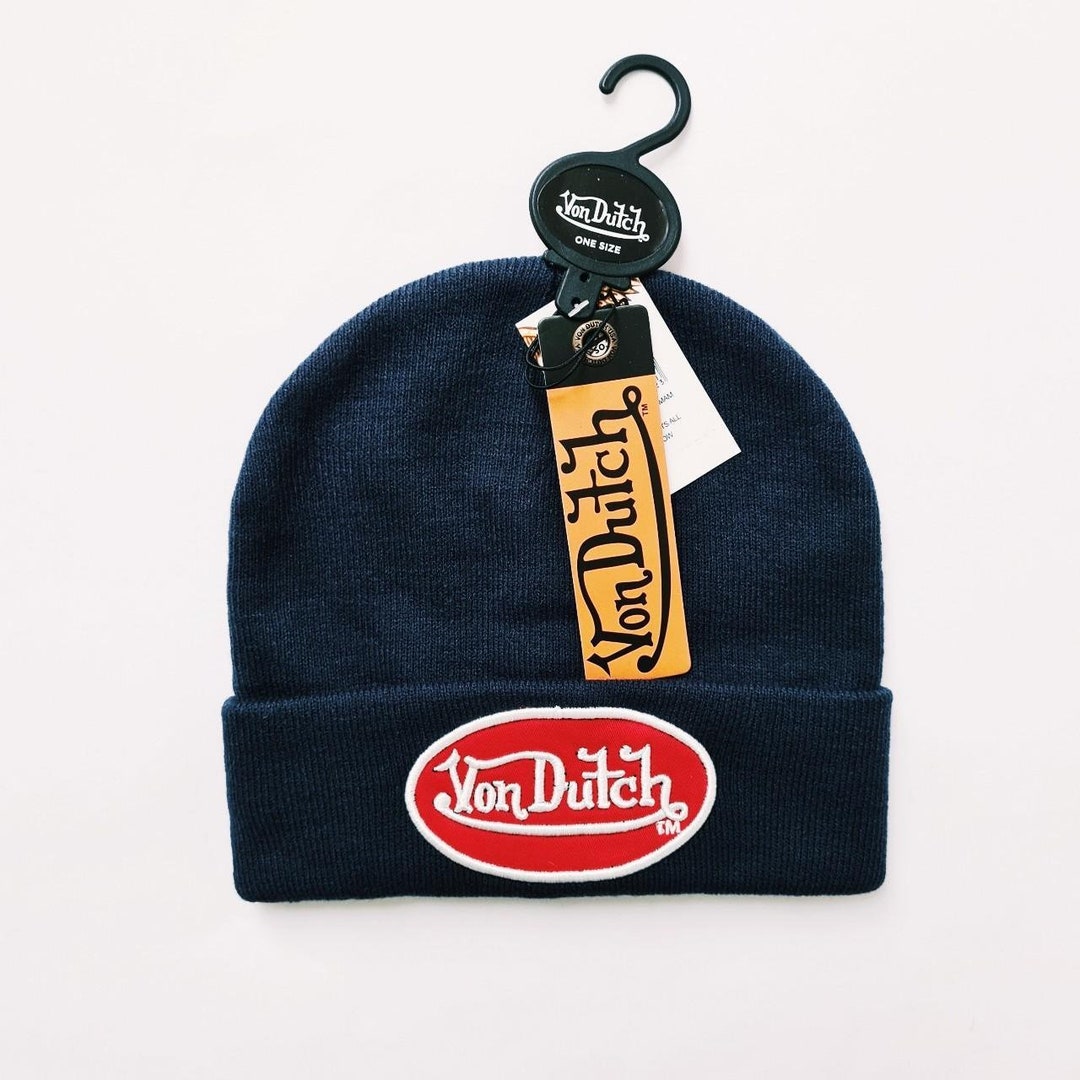 Vintage Y2K Unisex Adults Navy Deadstock Von Dutch Beanie Hat / Von ...