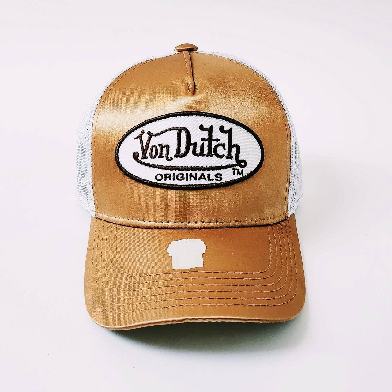 Vintage White and Gold Silk Satin Von Dutch Cap / Von Dutch Cap / Von ...
