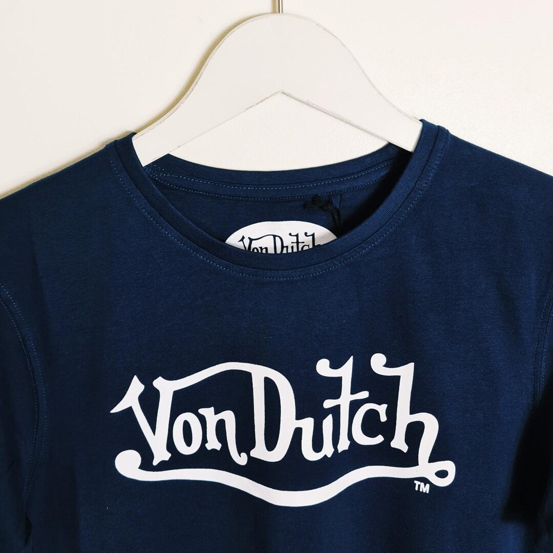 Vintage Deadstock New With Tags Adults Mens Navy and White Von Dutch T ...