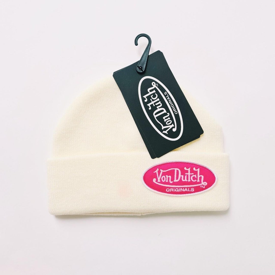 Vintage Y2K Unisex Adults Cream Deadstock Von Dutch Beanie Hat / Von ...
