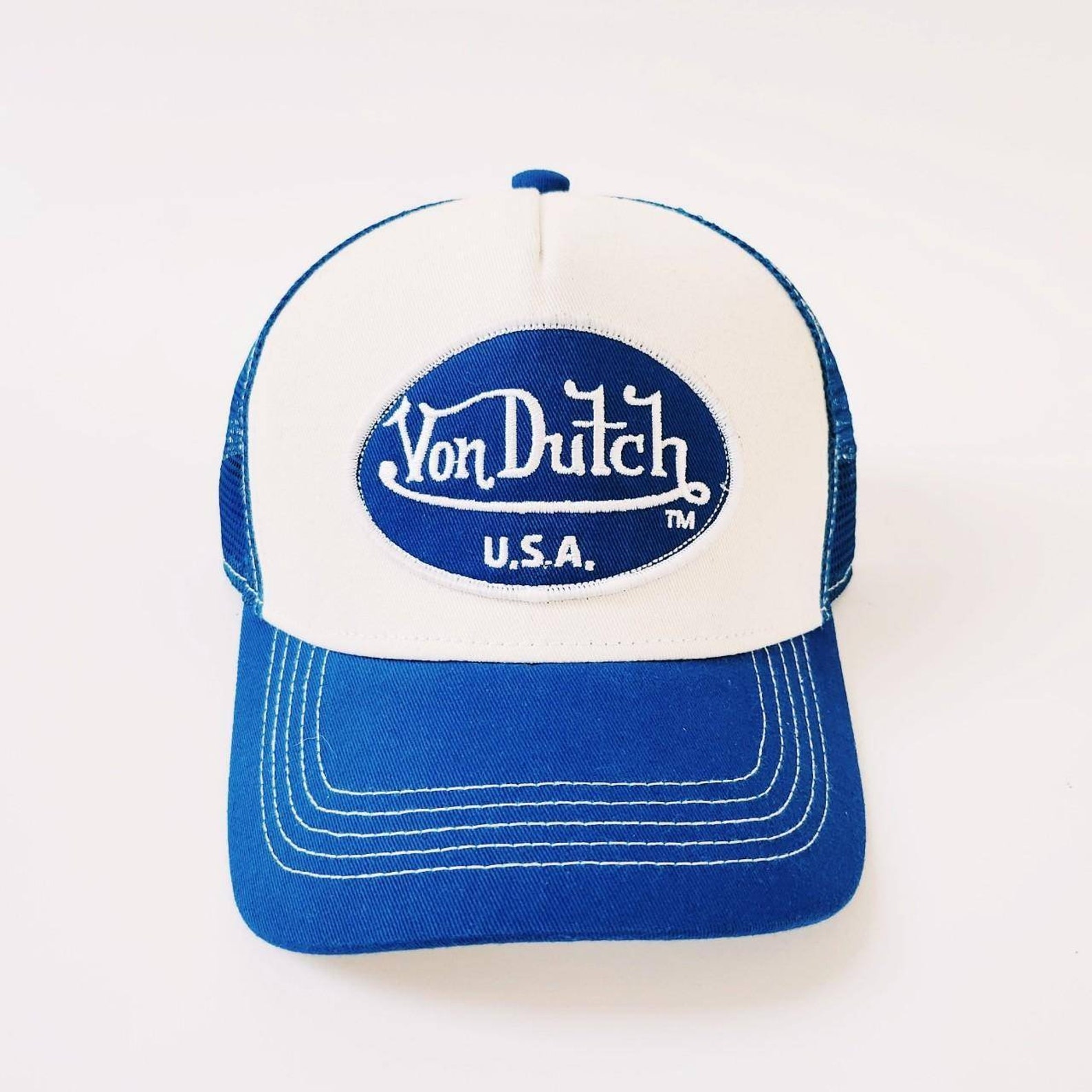 Vintage White and Blue Von Dutch Cap / Von Dutch Cap / Von Dutch ...
