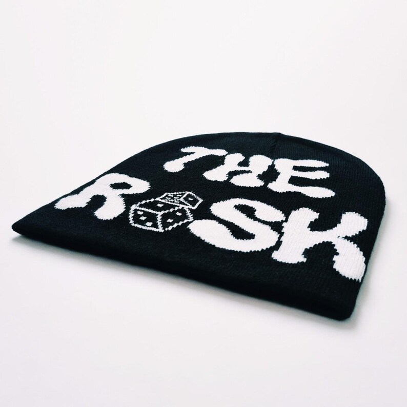 Vintage Brand New Y2K Black & White Branded the Risk Beanie Hat / Hat ...