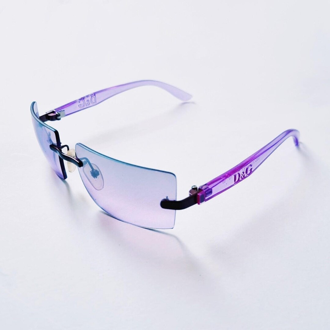 Vintage 2000s Y2K Genuine Tinted Rimless Purple Square D&G Sunglasses ...