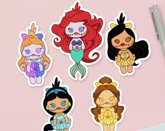 Princesses Collection 3 Transparent or White Waterproof Vinyl Stickers ...