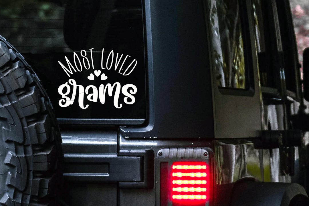 Most Loved Grams Car Decal, Grandparent Bumper Sticker, Grandma Gift ...