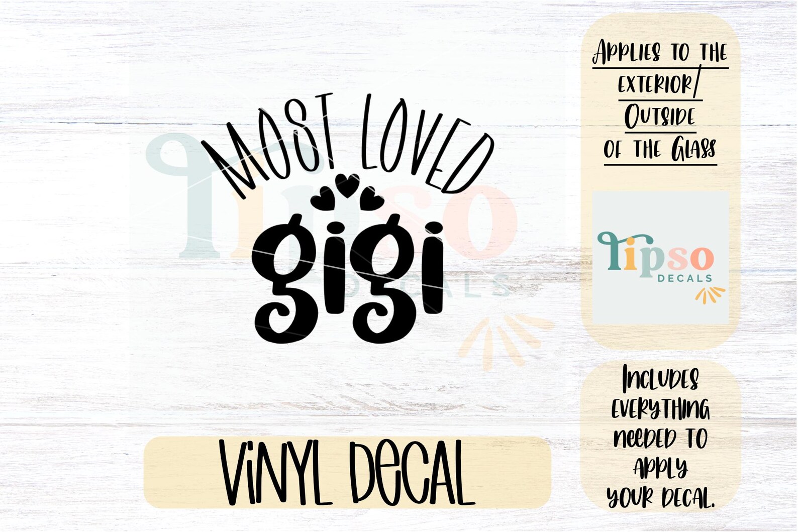 Most Loved Gigi Car Decal: Grandparent Gift, Vinyl Sticker - Etsy