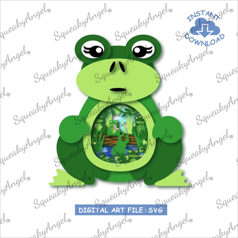 Frog Shadow Box | Speckled Frogs Sat on a Log Shadow Box SVG | Frog Shaped Box | Instant ...