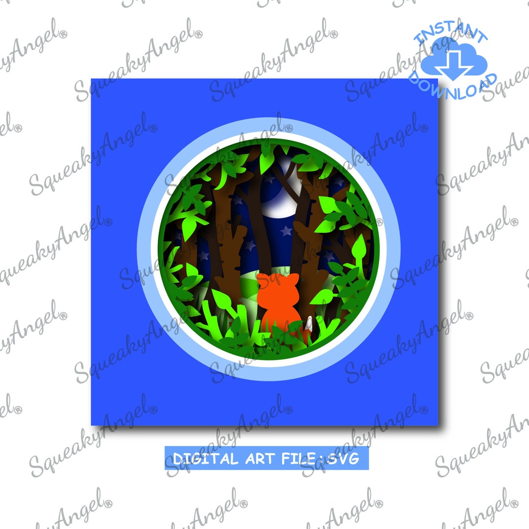 Fox in the Wood Shadow Box SVG | Instant Download | Fox Shadow Box SVG ...