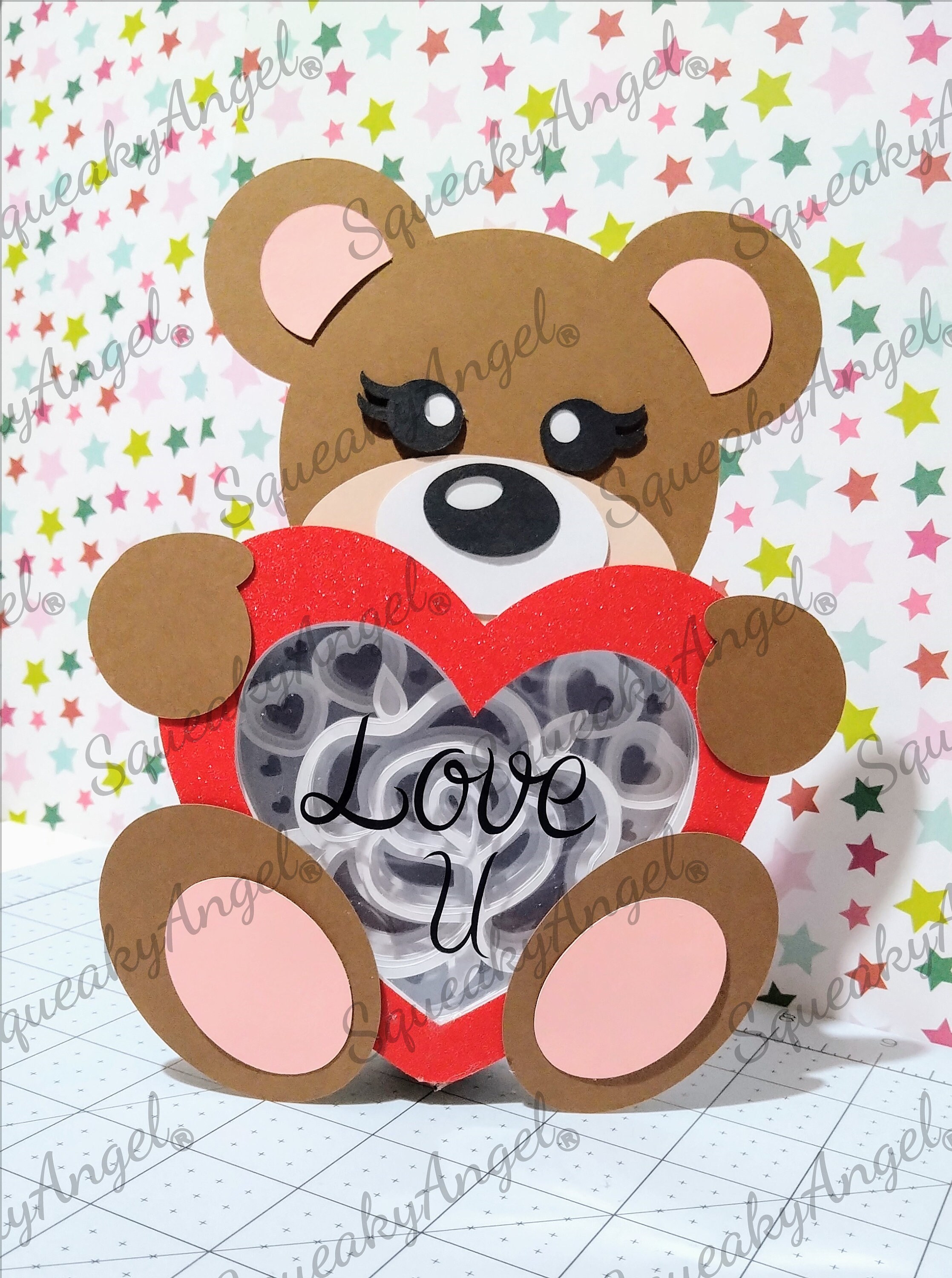 Bear With Rose Heart Shadow Box SVG | Valentines Heart | Mother's Day ...