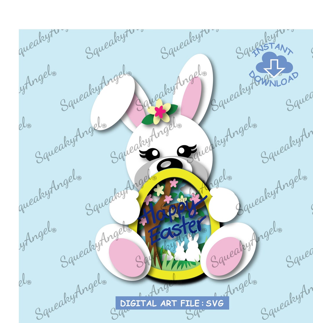 Easter Bunny Shadow Box SVG | Easter Bunny With Egg | Easter Rabbit ...