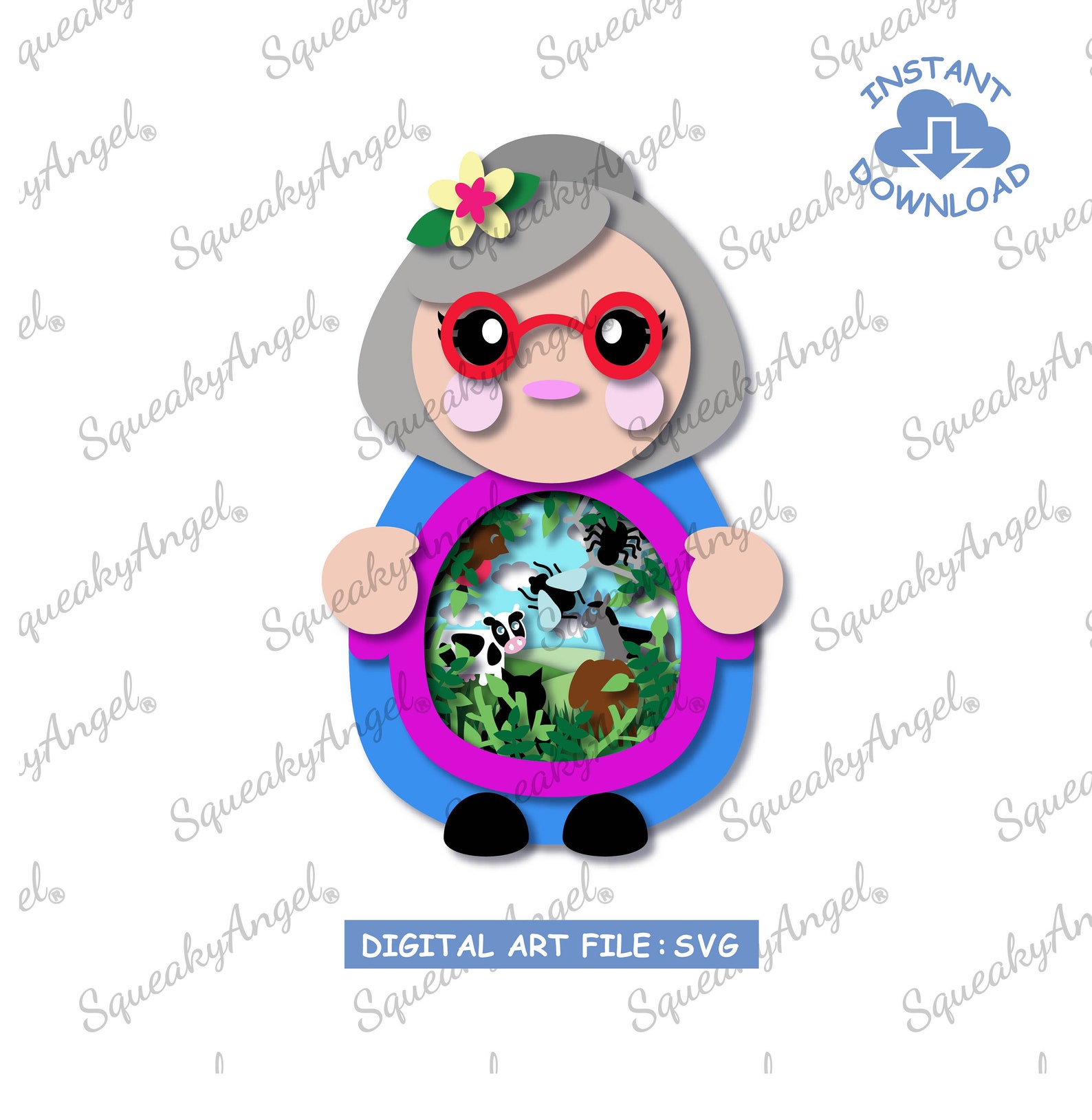 Old Lady Who Swallowed a Fly Shadow Box | Old Lady Shadow Box SVG | Old ...