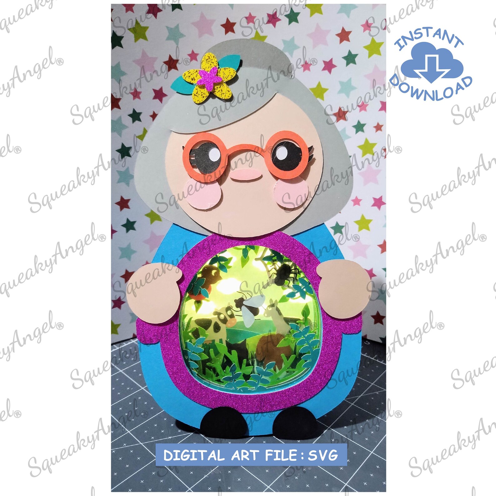 Old Lady Who Swallowed a Fly Shadow Box | Old Lady Shadow Box SVG | Old ...