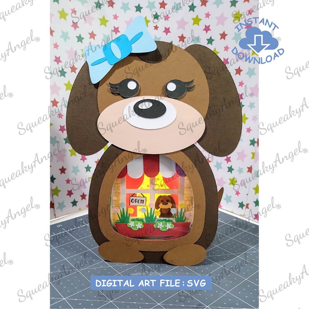 Puppy Dog Shadow Box | Doggie in the Window Shadow Box SVG | Dog Shaped ...