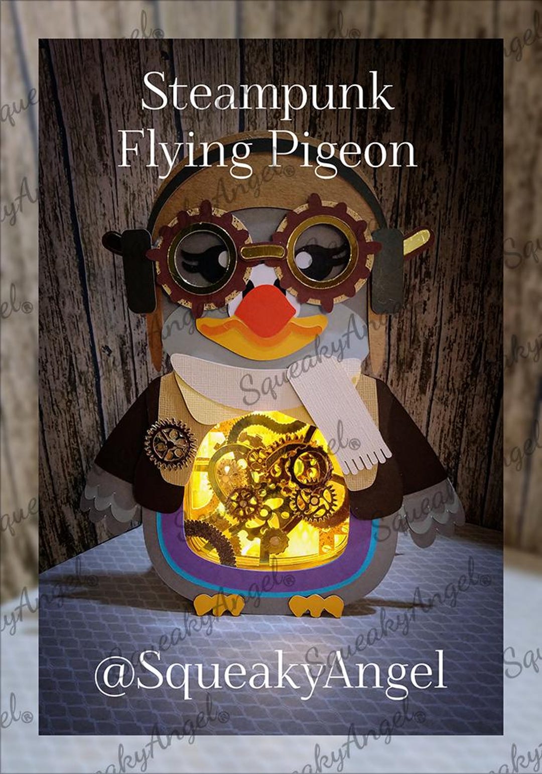 Steampunk Flying Pigeon Shadow Box | Steampunk Pigeon Light | Cute ...