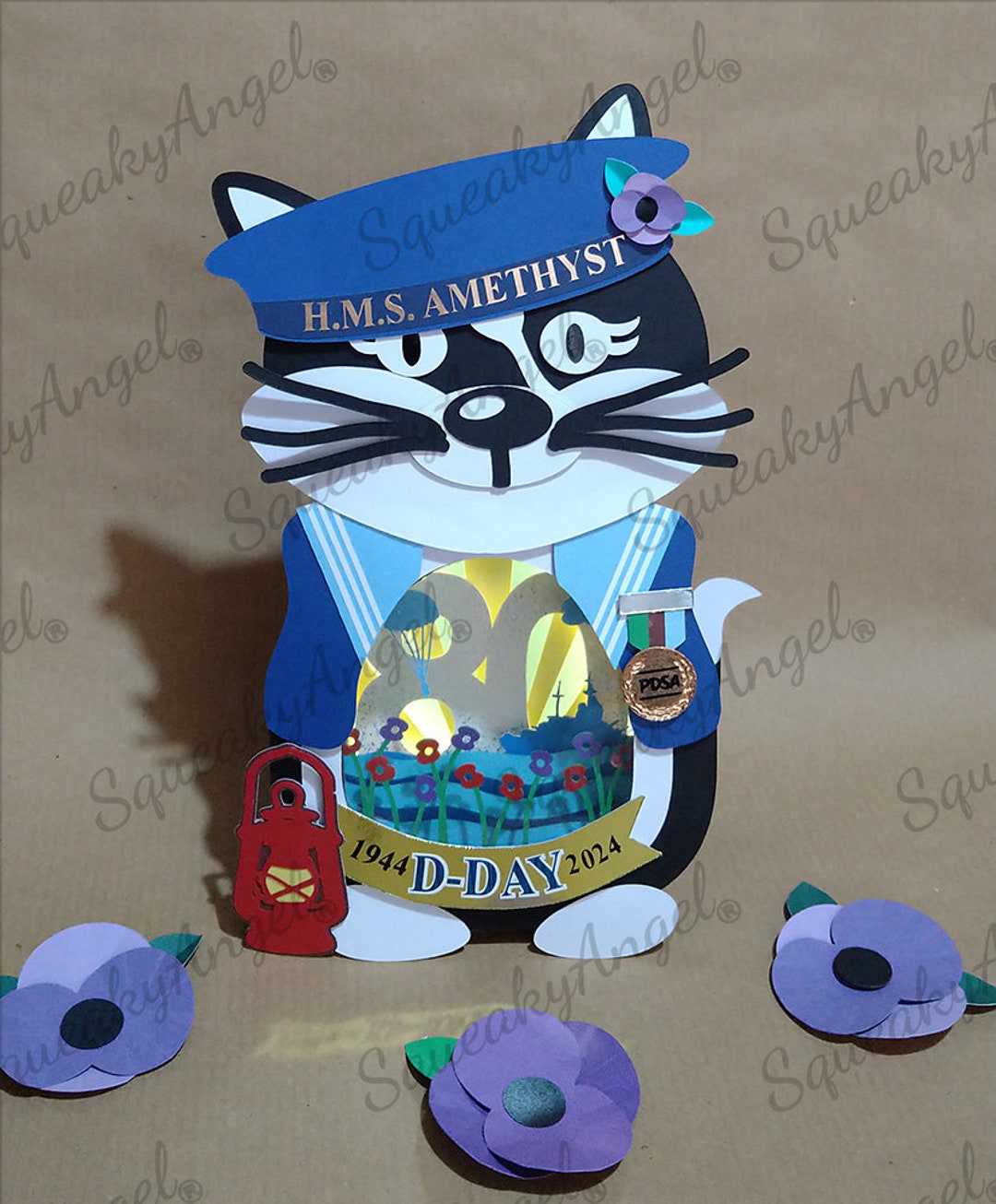 D-day Cat Shadow Box | D-day Cat | Made to Order Shadow Box | Cat ...