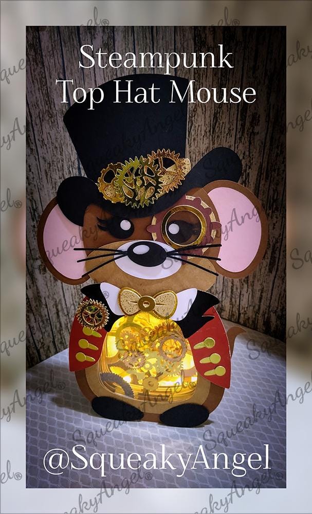 Steampunk Top Hat Mouse Shadow Box | Steampunk Mouse Light | Cute Mouse ...