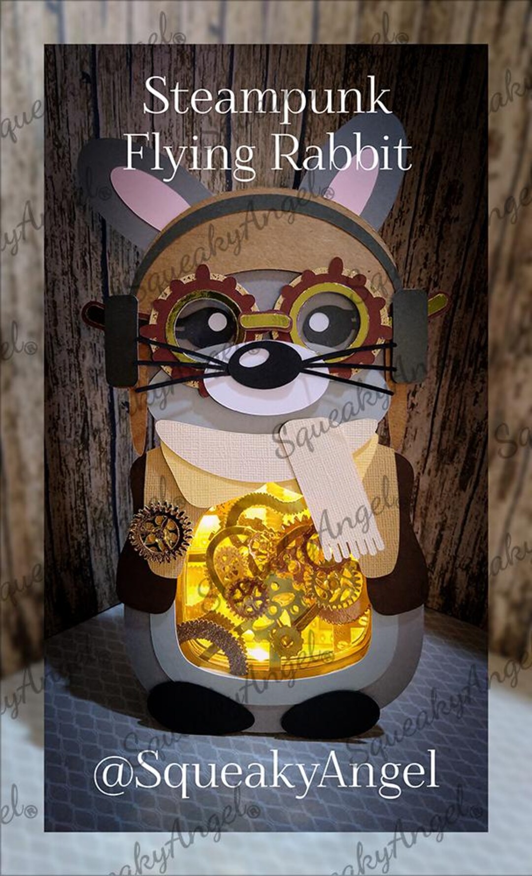 Steampunk Flying Rabbit Shadow Box | Steampunk Rabbit Light | Cute ...