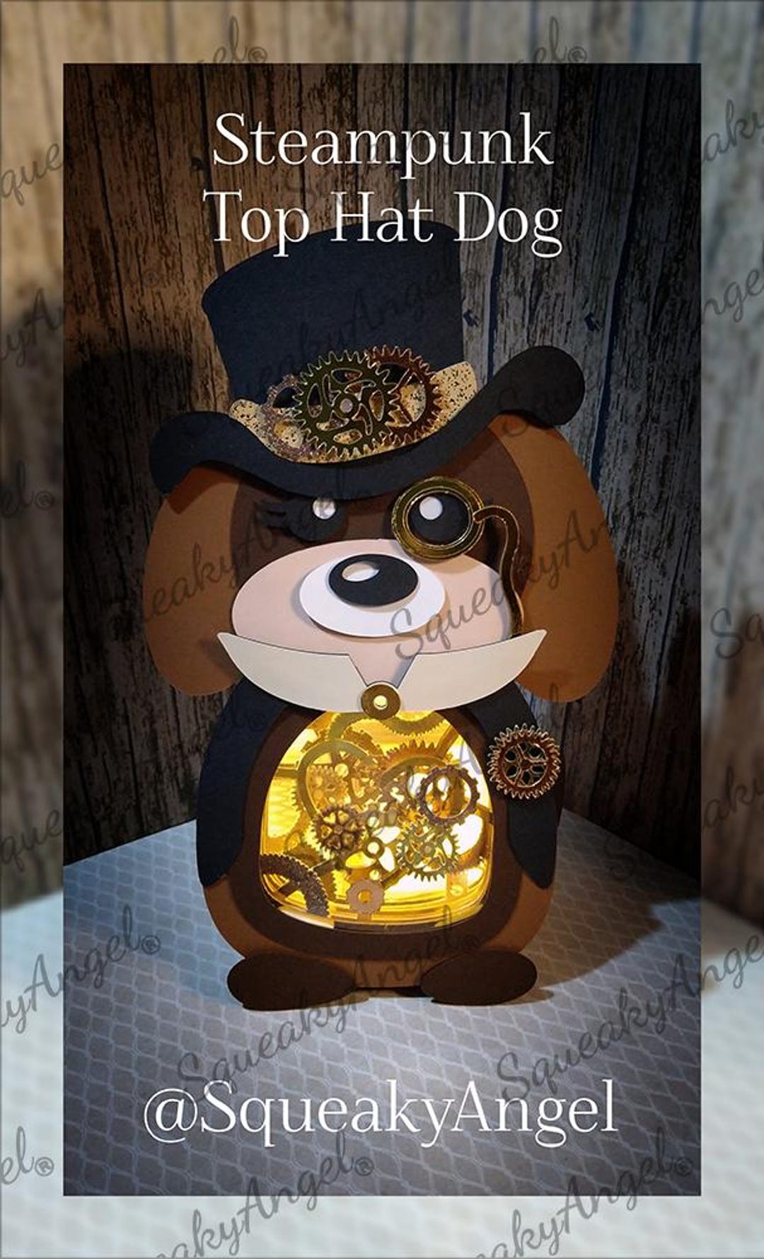 Steampunk Top Hat Dog Shadow Box | Steampunk Dog Light | Cute Dog ...