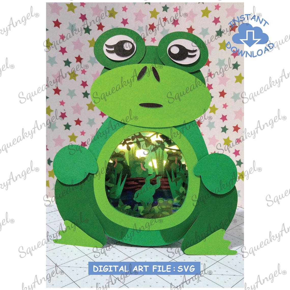 Frog Shadow Box Speckled Frogs Sat on a Log Shadow Box SVG Frog Shaped ...