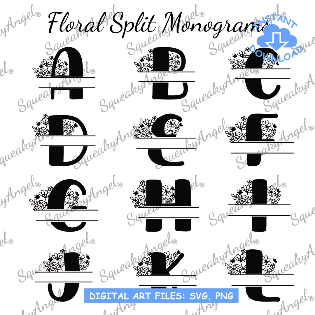 Floral Split Monogram Alphabet SVG | Split Monograms | Alphabet ...