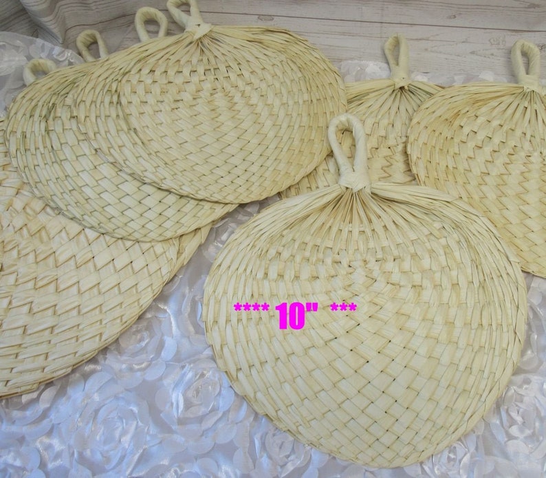 LARGE Palm Leaf Fans 10 Wide Raffia Fans Wedding - Etsy