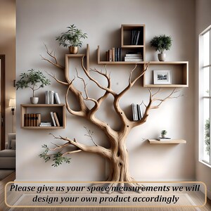 Tree Branch Wall-mounted Bookshelf Decorates Mid-century Floating ...