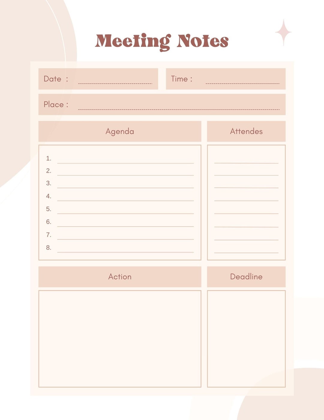 Business Meeting Notes Form (digital Product) - Etsy
