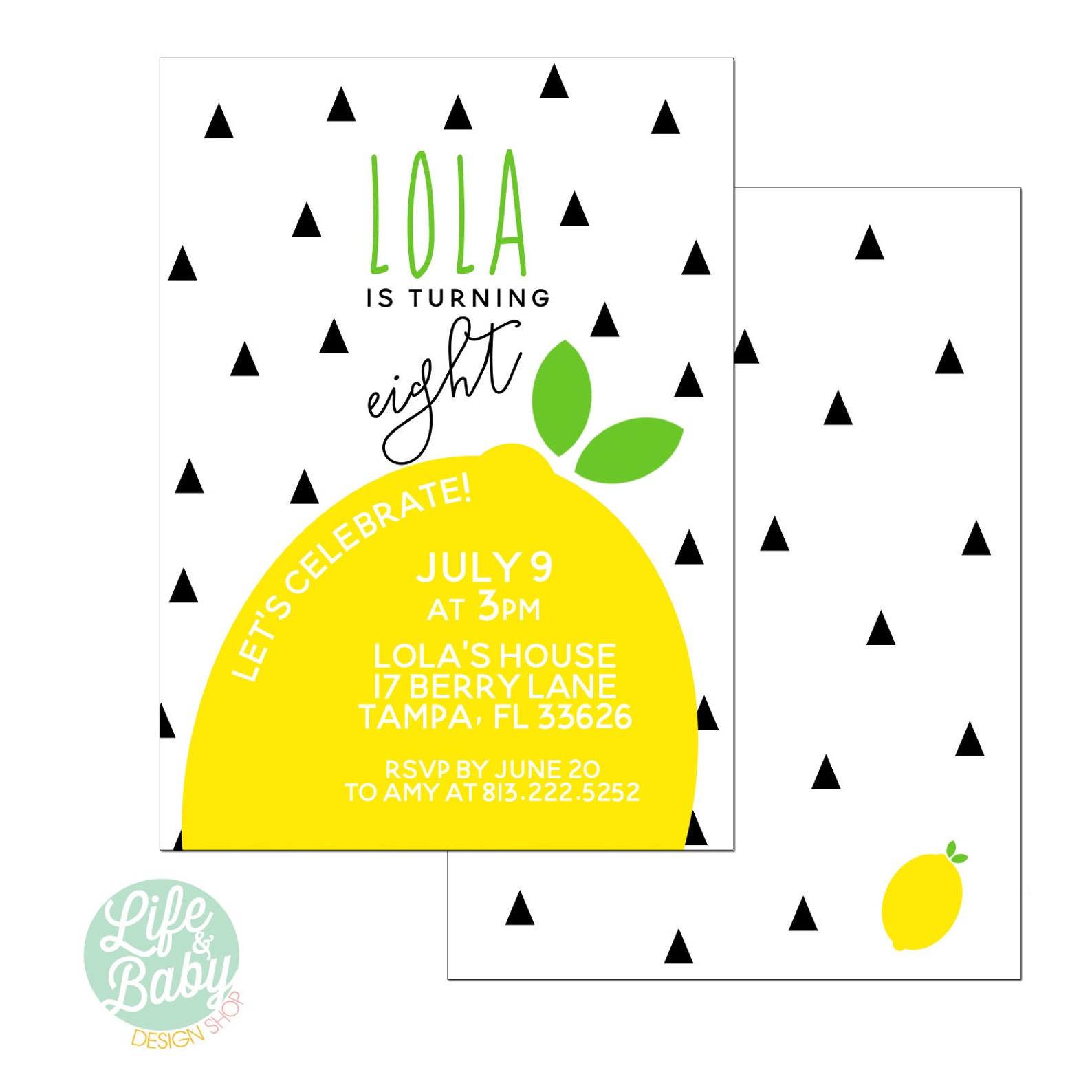 Lemon Invitation | Fruit Invitation | Lemonade Invitation - 5x7 With ...