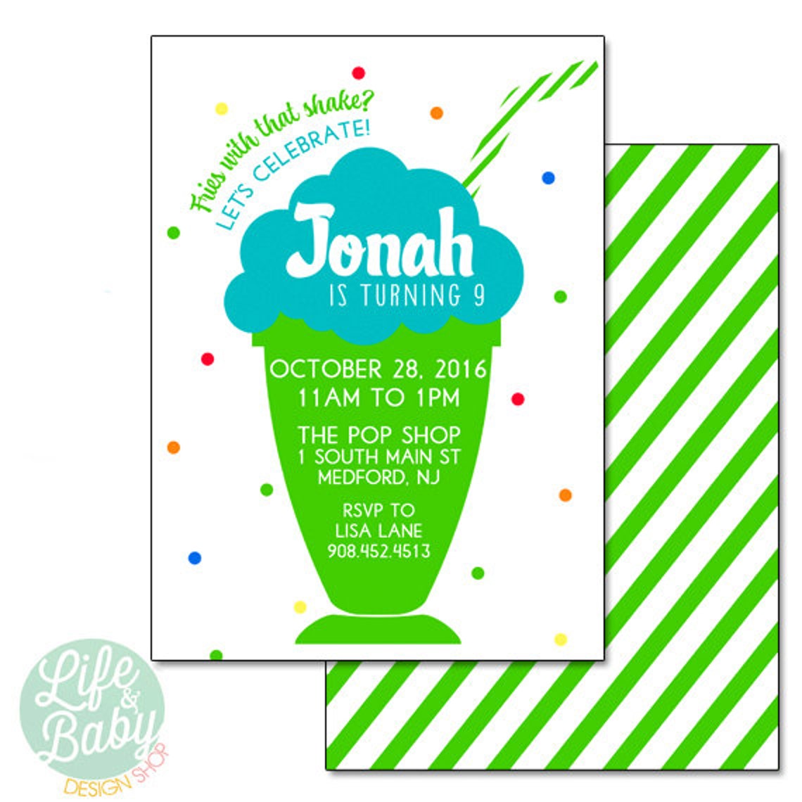 Milkshake Party Invitation | Soda Pop Party Invitation | Milkshake ...
