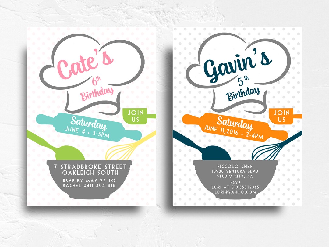 Baking Birthday Party Invitation | Cooking Party Invitation | Baking ...