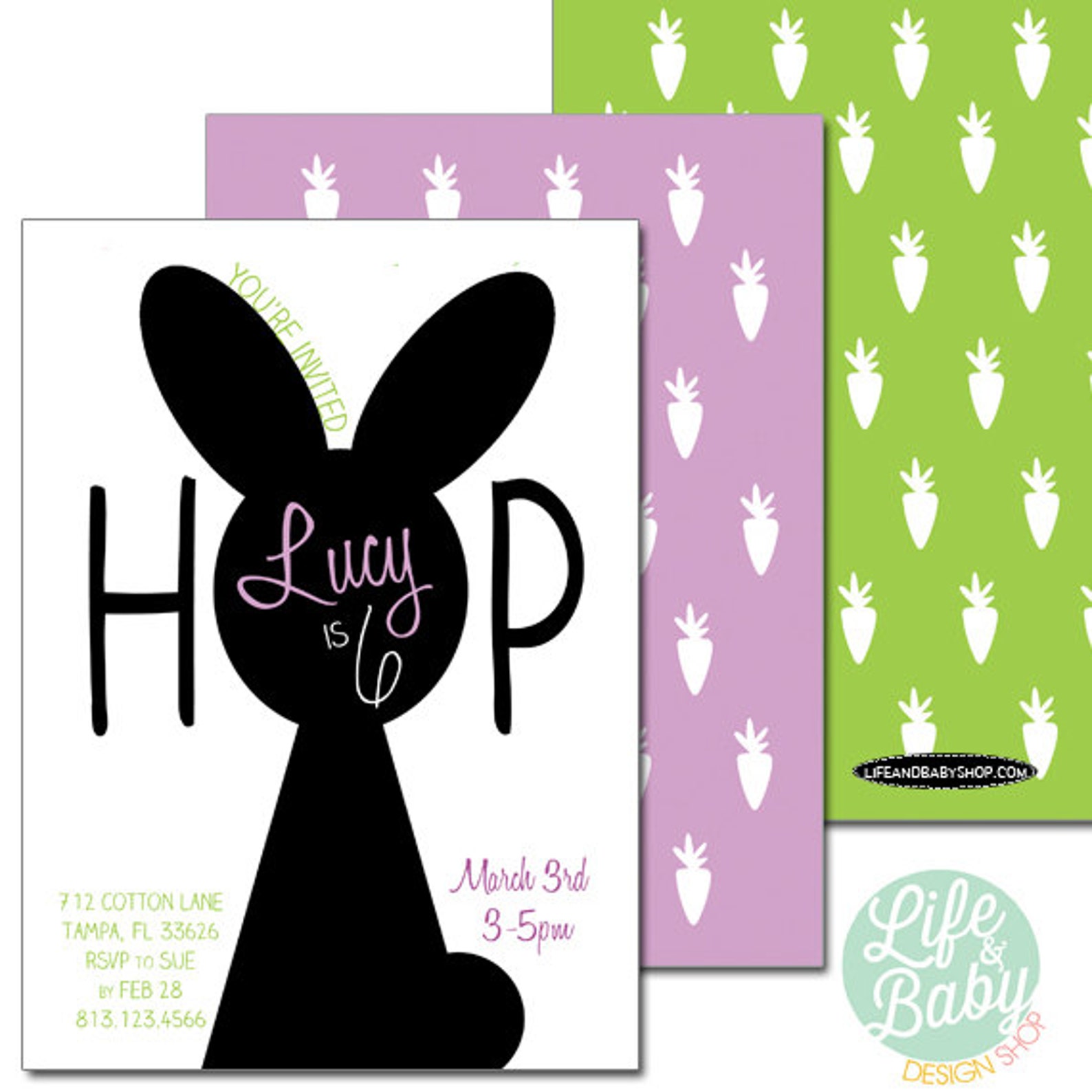 Bunny Birthday Party Invitation - Bunny Invitation | Hop Invitation ...