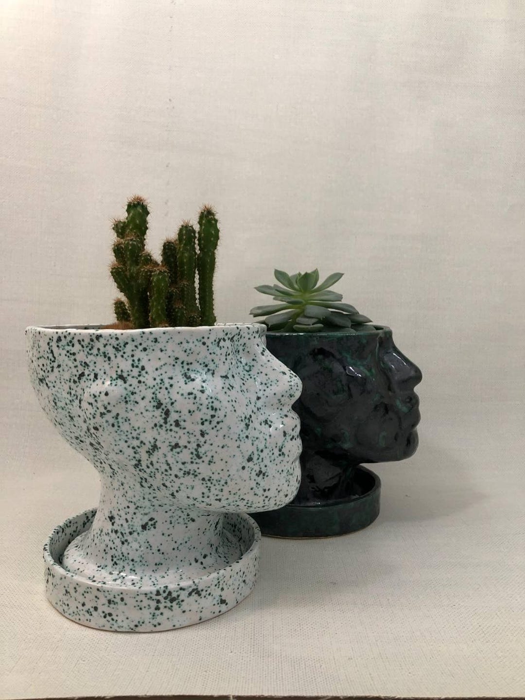 White Ceramic Head Pot | Woman Face Planter | White Flowerpot - Etsy